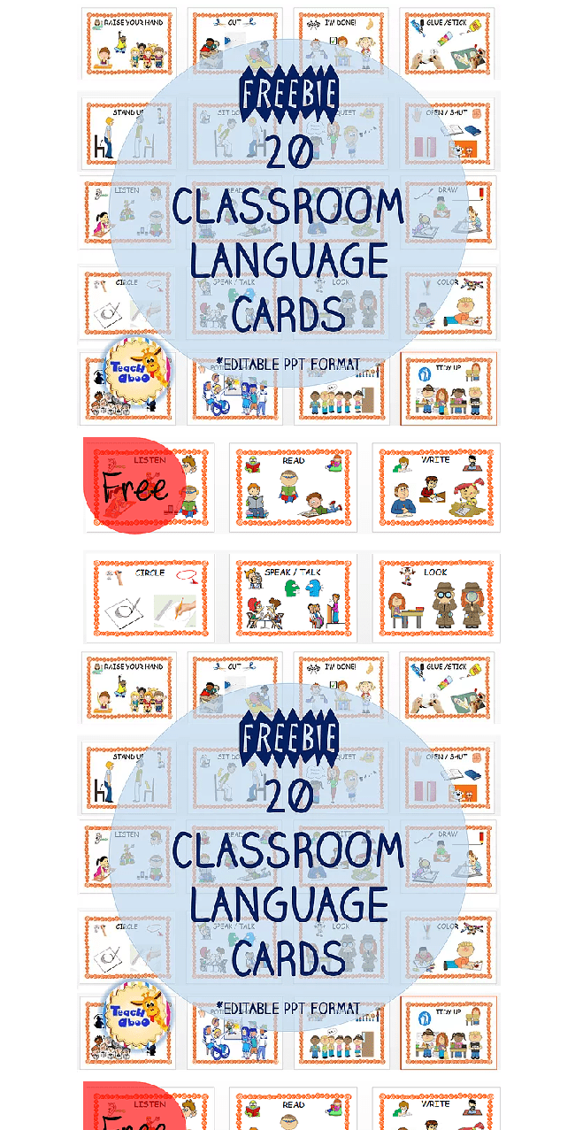Classroom Language Cards Set Freebie – Teachaboo