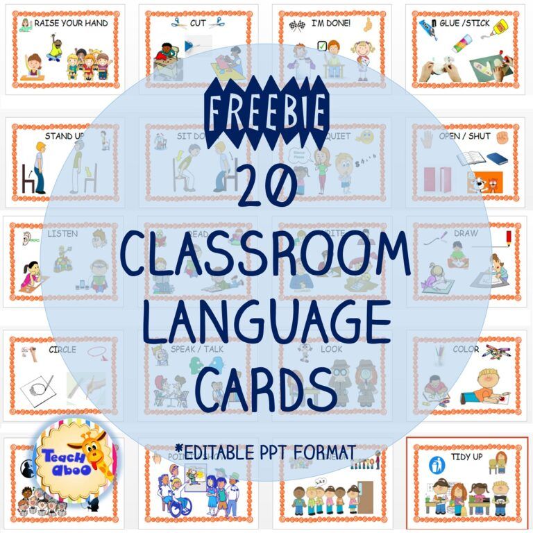 Classroom Language Cards Set Freebie - Teachaboo